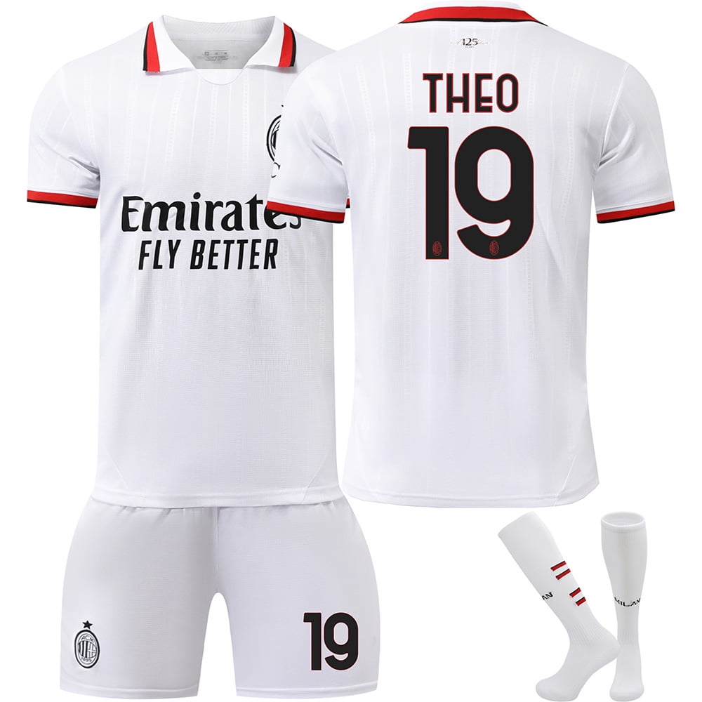 24/25 AC Milan Away Soccer Activewear No.19 THEO Fan Training Soccer ...