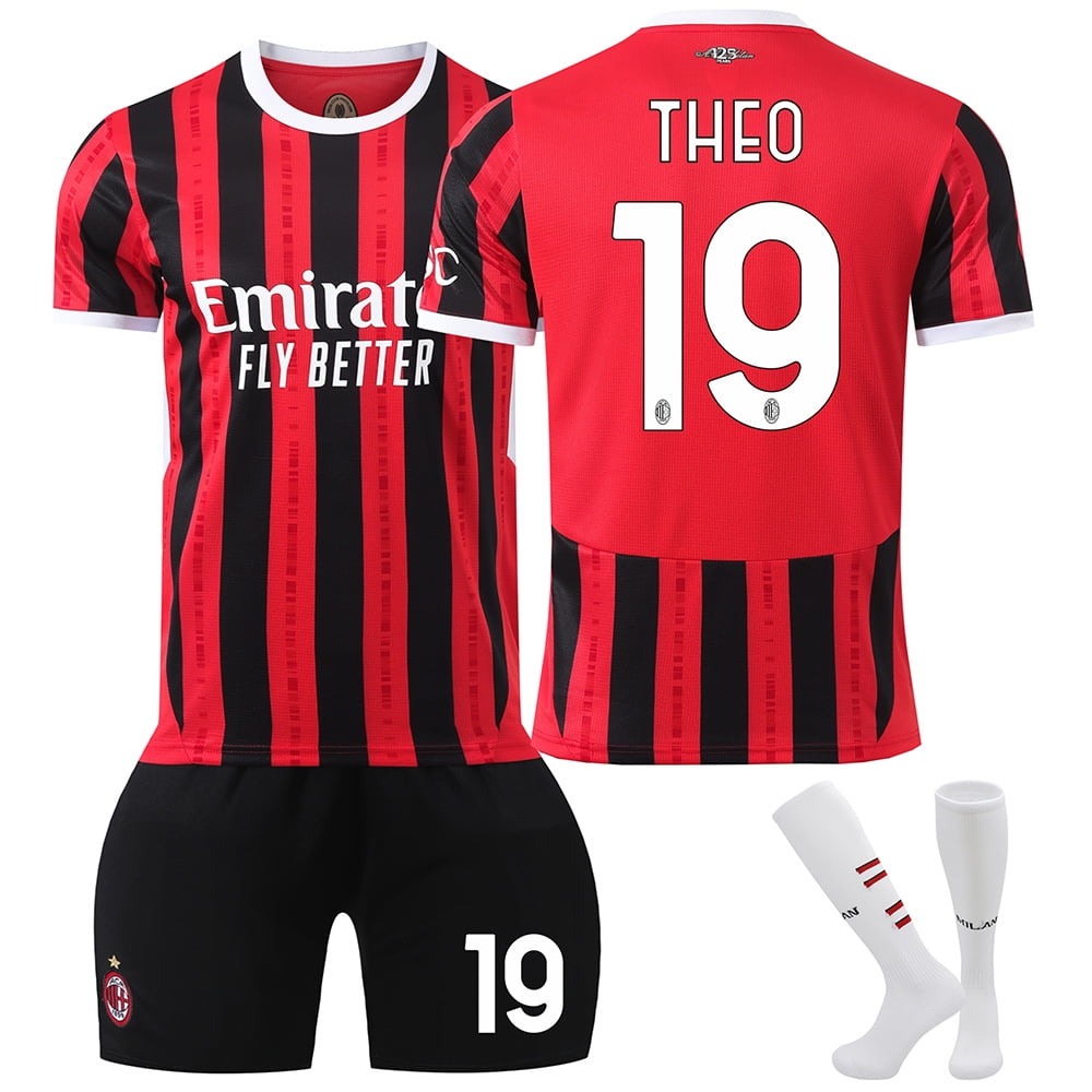 24/25 AC Milan Home No.19 THEO football jersey fan training jersey set ...