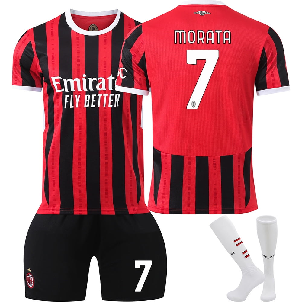 24/25 AC Milan home jersey No.7 Morata Soccer Training Suits Adult and ...