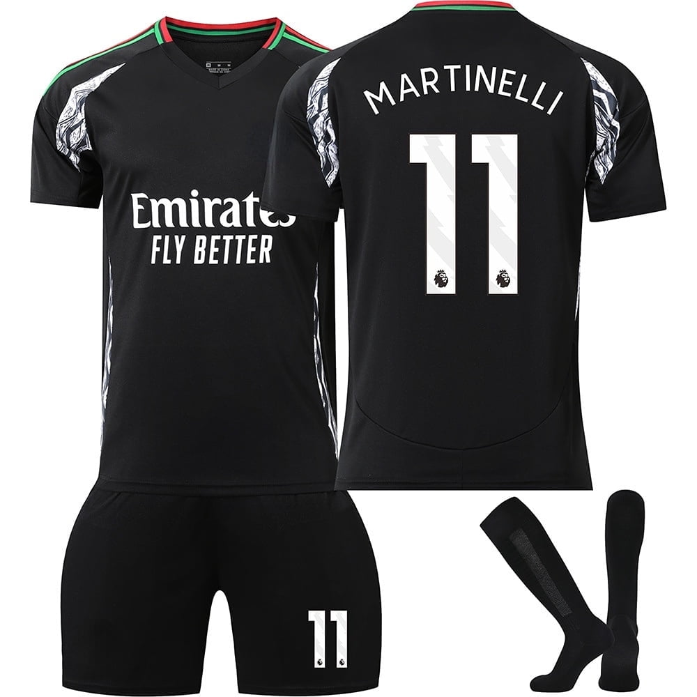 24/25 AFC Gunners Black Away Soccer Activewear Print No.11 Martinelli ...