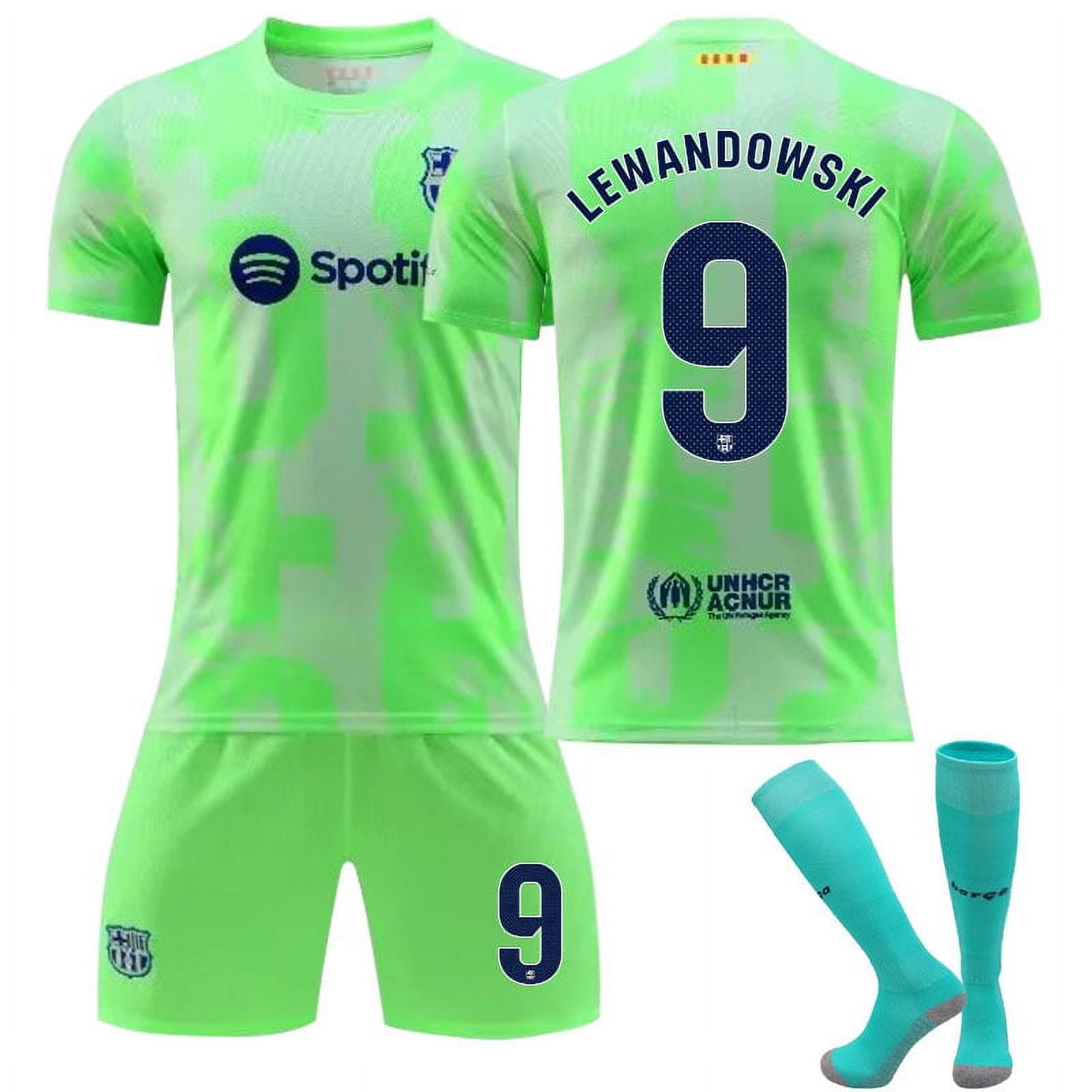 24/25 Barca 2nd Away Soccer Activewear No.9 Lewandowski Fans Training ...