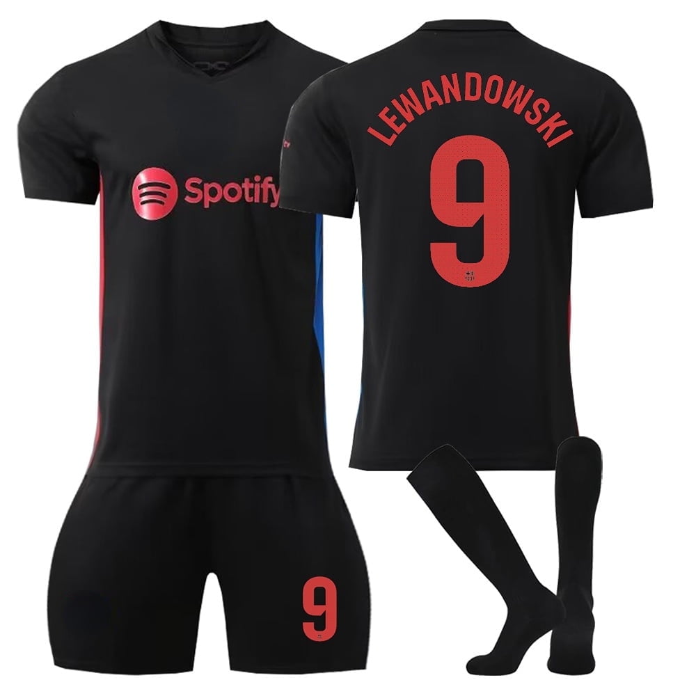 24/25 Barca Black Away Soccer Activewear Print No.9 Lewandowski Fans ...