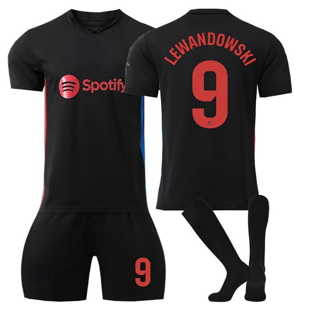 24/25 Barca Black Away Soccer Activewear Print No.9 Lewandowski Fans ...