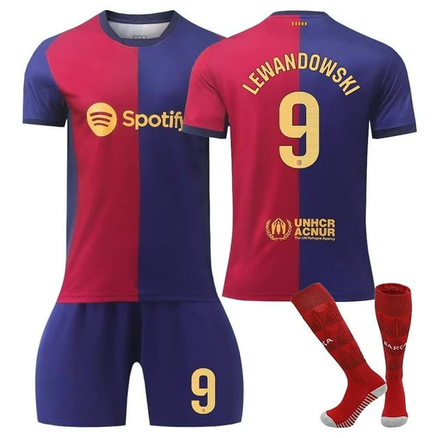 24/25 Barca Purple & Red Home Soccer Activewear Print No.9 Lewandowski ...