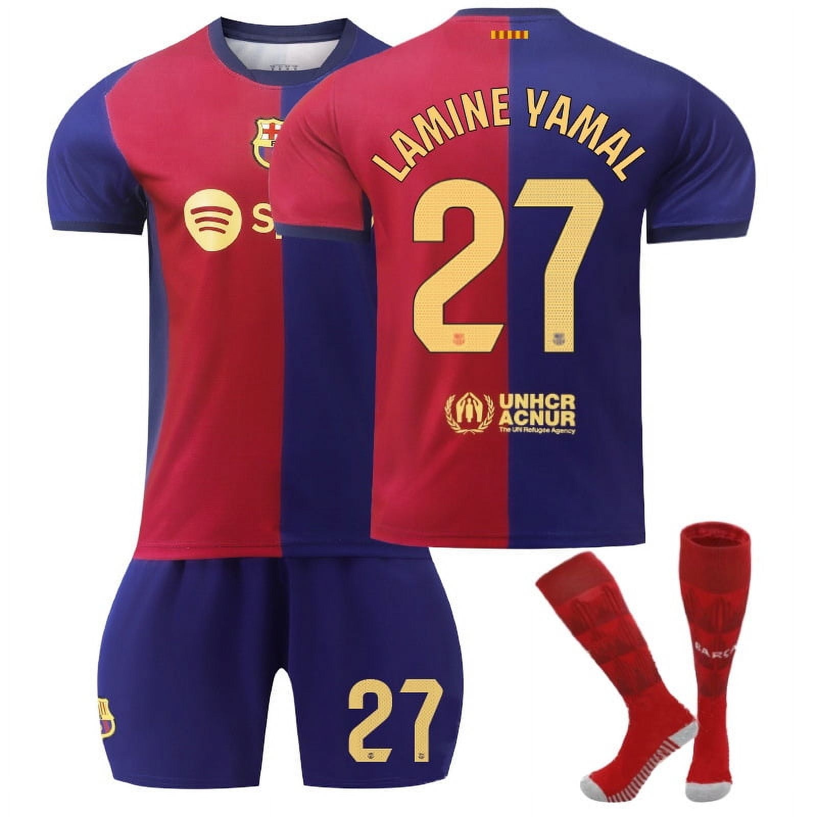 24/25 Barcelona home Soccer Activewear No.27 LAMINE YAMAL Fans Training ...