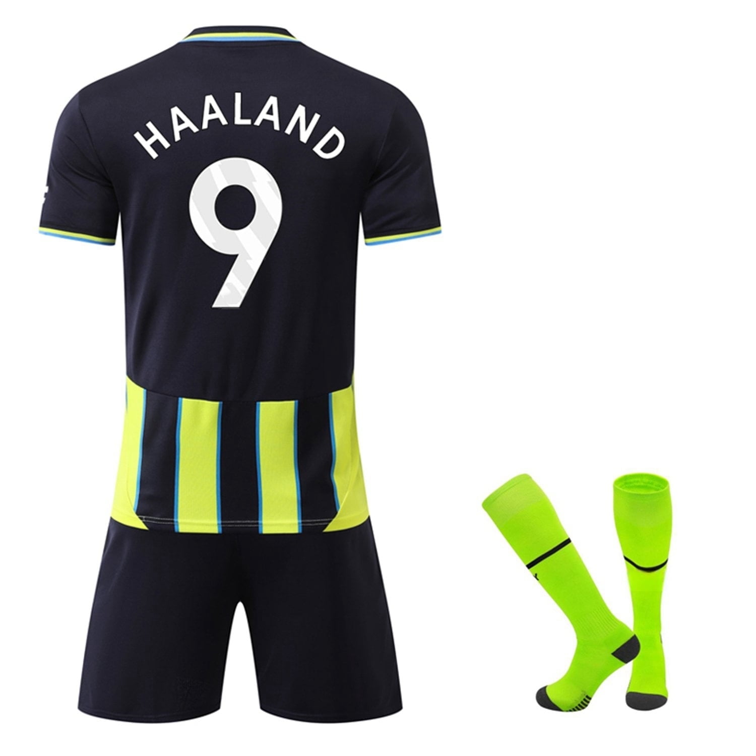24/25 Black And Green Away Activewear Soccer No.9 Haaland Fans Training ...