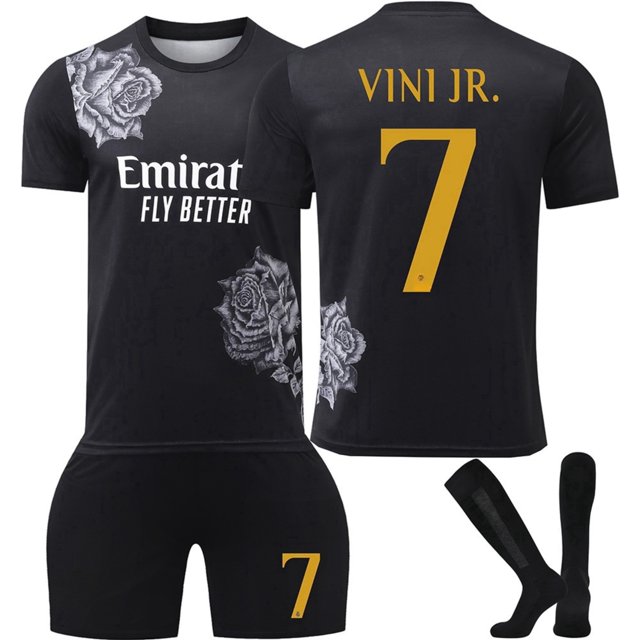 24/25 Black Rose Pattern Activewear No.7 Vini Jr Soccer Fans Training ...