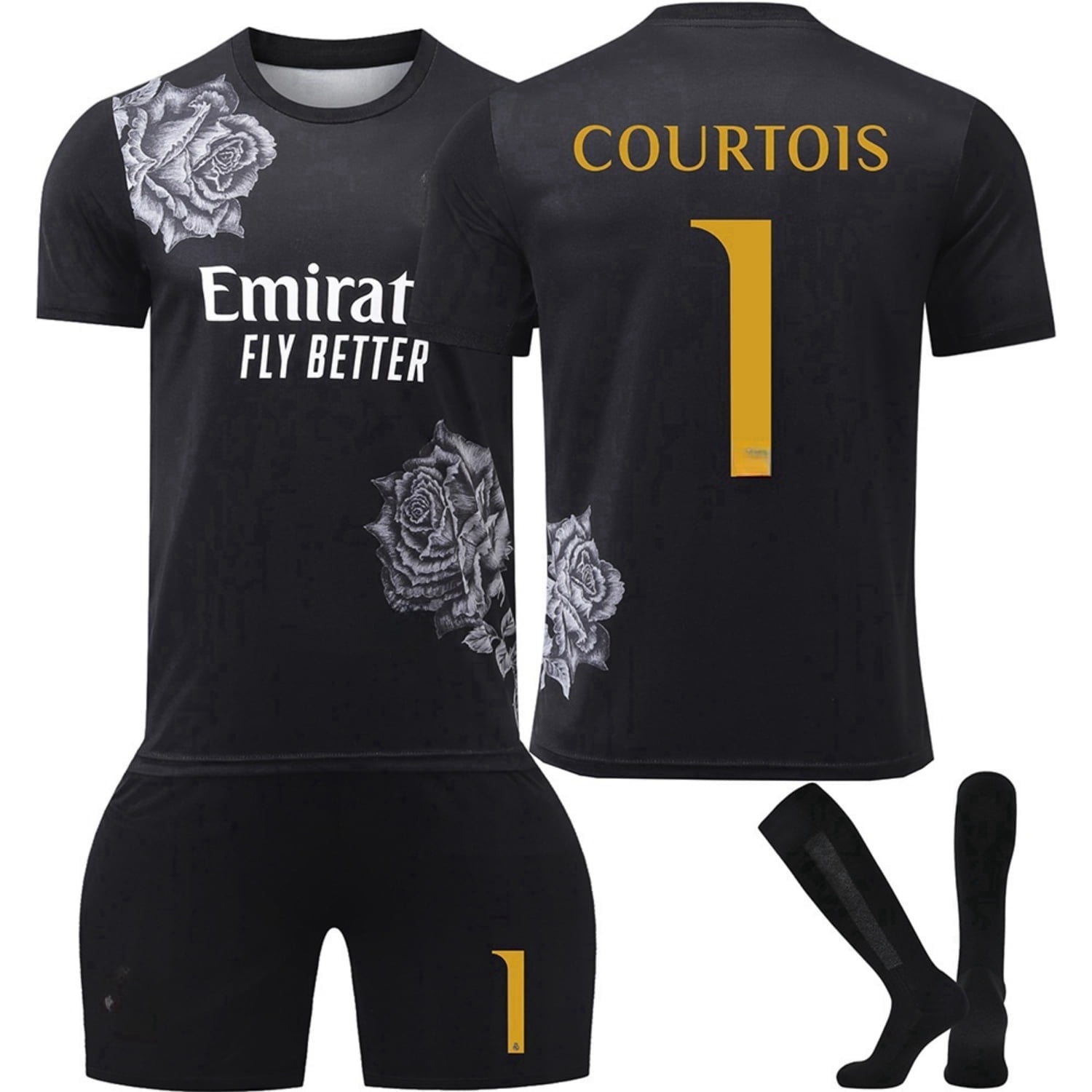 24/25 Black Rose Pattern Activewear Soccer No.1 Courtois Fans Training ...