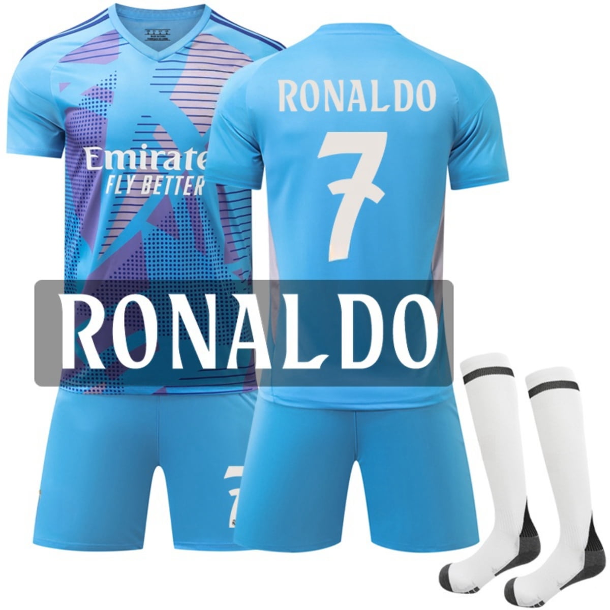 24/25 Blue Activewear No.7 Ronaldo Soccer Fans Training Jerseys Kits ...