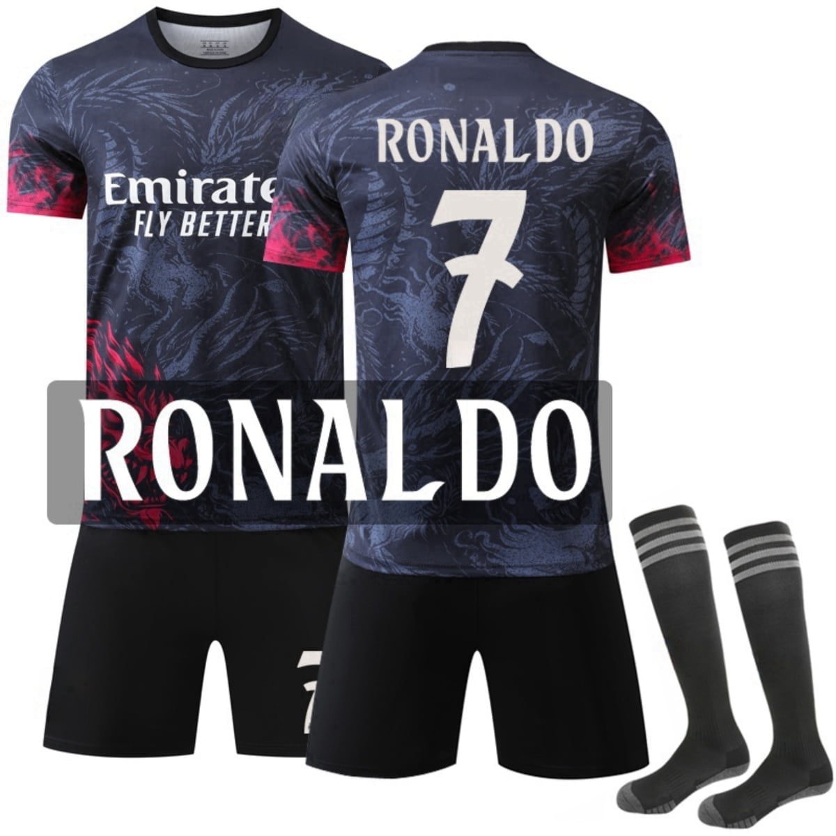 24/25 Dark Blue Dragon Pattern Activewear Soccer No.7 Ronaldo Fans ...