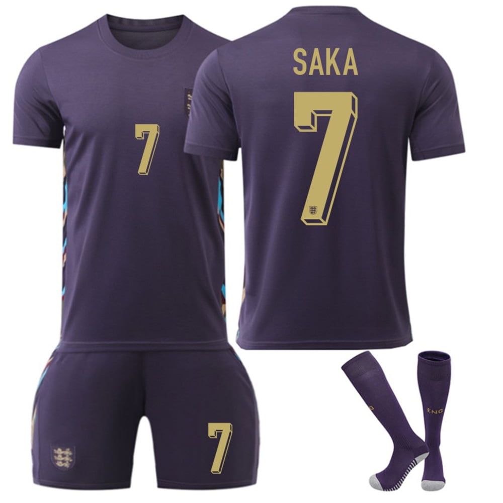 24/25 England Away Soccer Activewear No.7 SAKA Fans Training Football Jerseys Kits For Kids And ...
