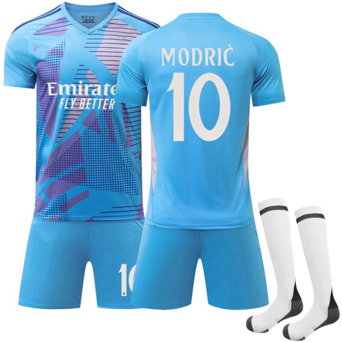 24/25 Light Blue Activewear Soccer No.10 Modric Fans Training Football ...