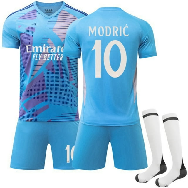 24/25 Light Blue Activewear Soccer No.10 Modric Fans Training Football ...
