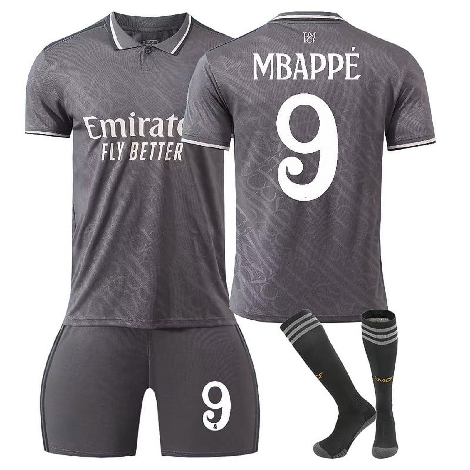 24/25 Los Blancos 2nd Away Grey Soccer Uniform No #9 Mbappe Fans ...
