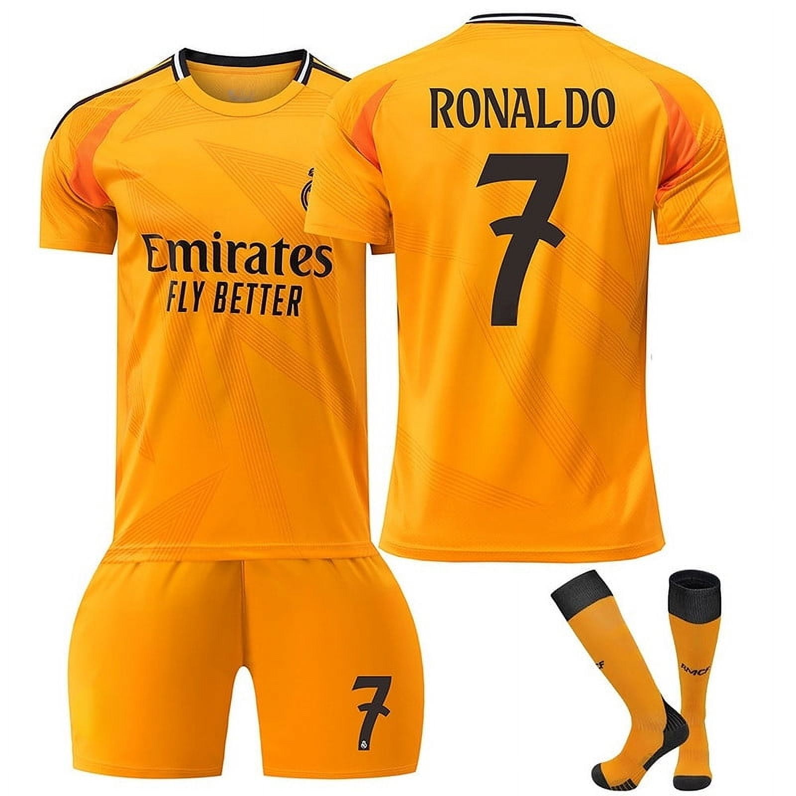 24/25 Los Blancos Away Orange Soccer Uniform No #7 Ronaldo Fans ...