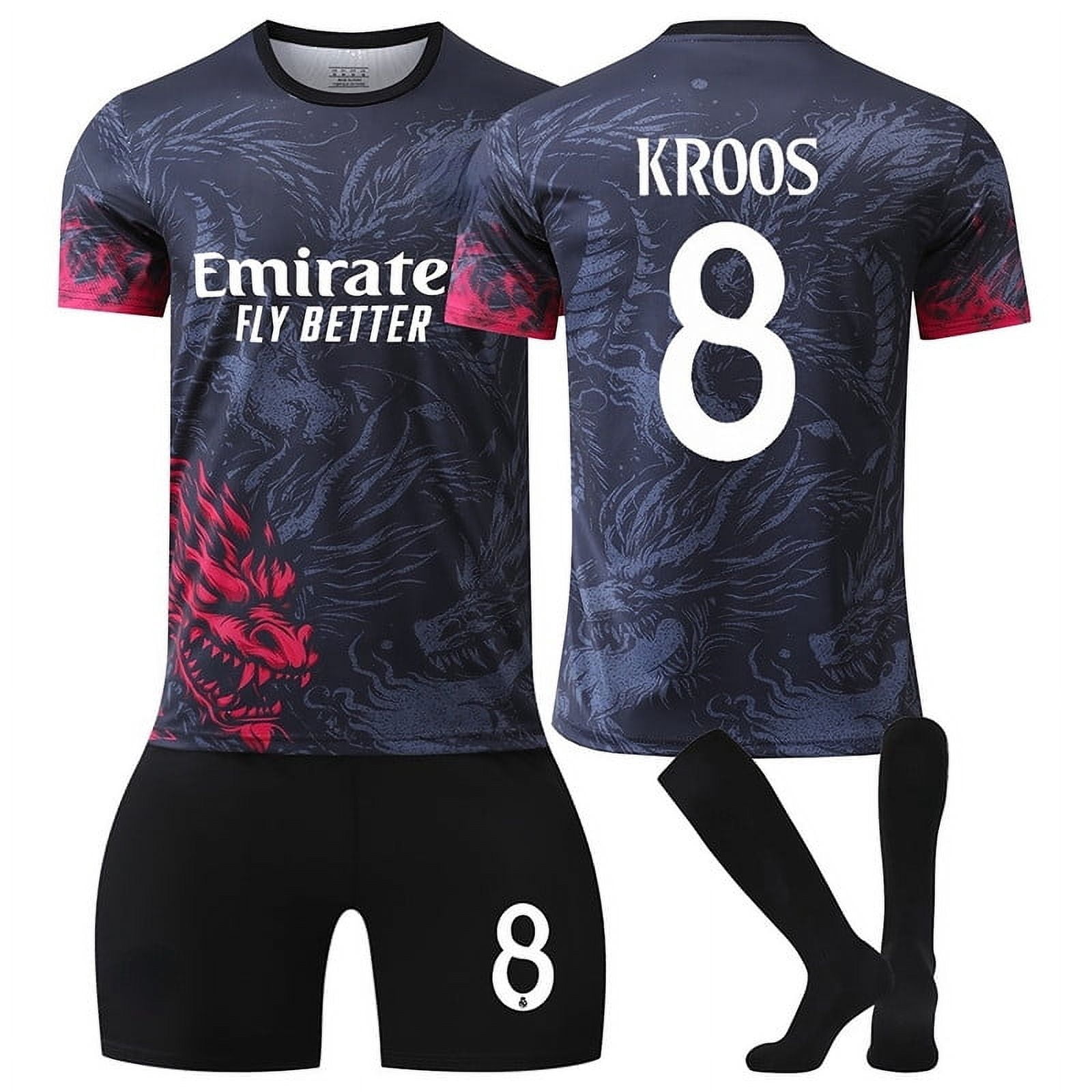 24/25 Los Blancos Navy Dragon Pattern Soccer Uniform No #8 Kroos Fans ...
