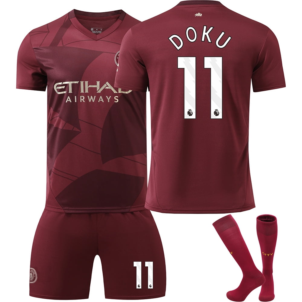 24/25 Man City 2nd Away Soccer Activewear No.11 DOKU Fans Training ...