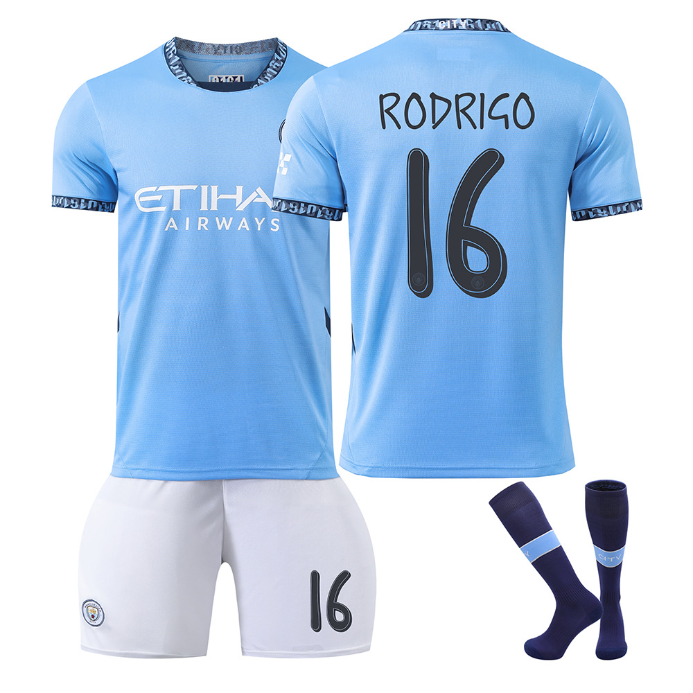 24/25 Man City Home Soccer Activewear No.16 RODRIGO Fan Training Soccer ...