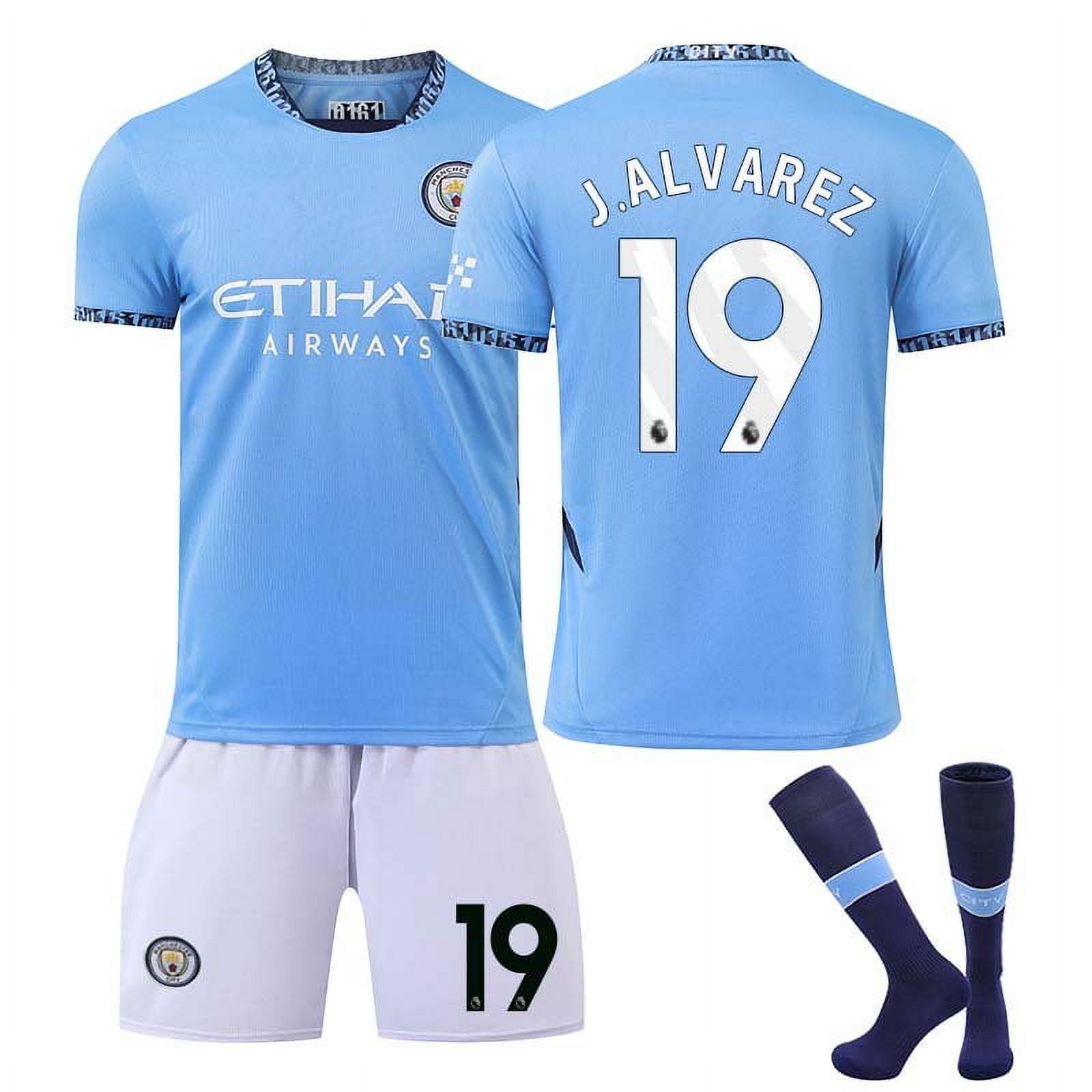 24/25 Manchester Home Soccer Activewear No.19 J.ALVAREZ Fans Training Football Jerseys Kits For ...