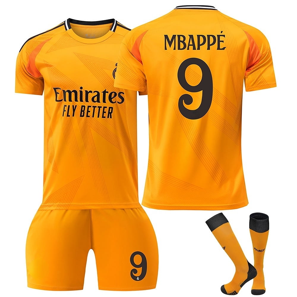 24/25 Orange Away Soccer Activewear Print No.9 Mbappe Fans Training ...