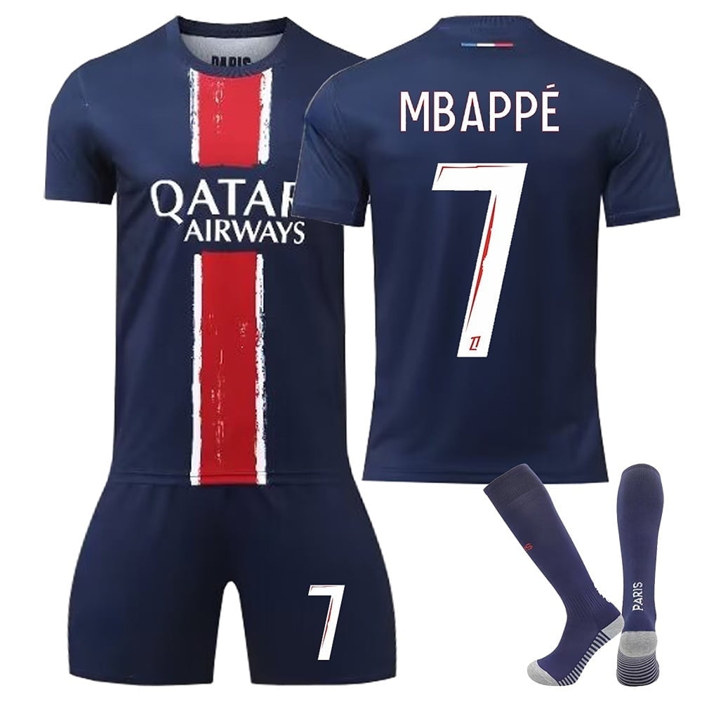 24/25 PSG Blue Home Soccer Activewear Print No.7 Mbappe Fans Training ...