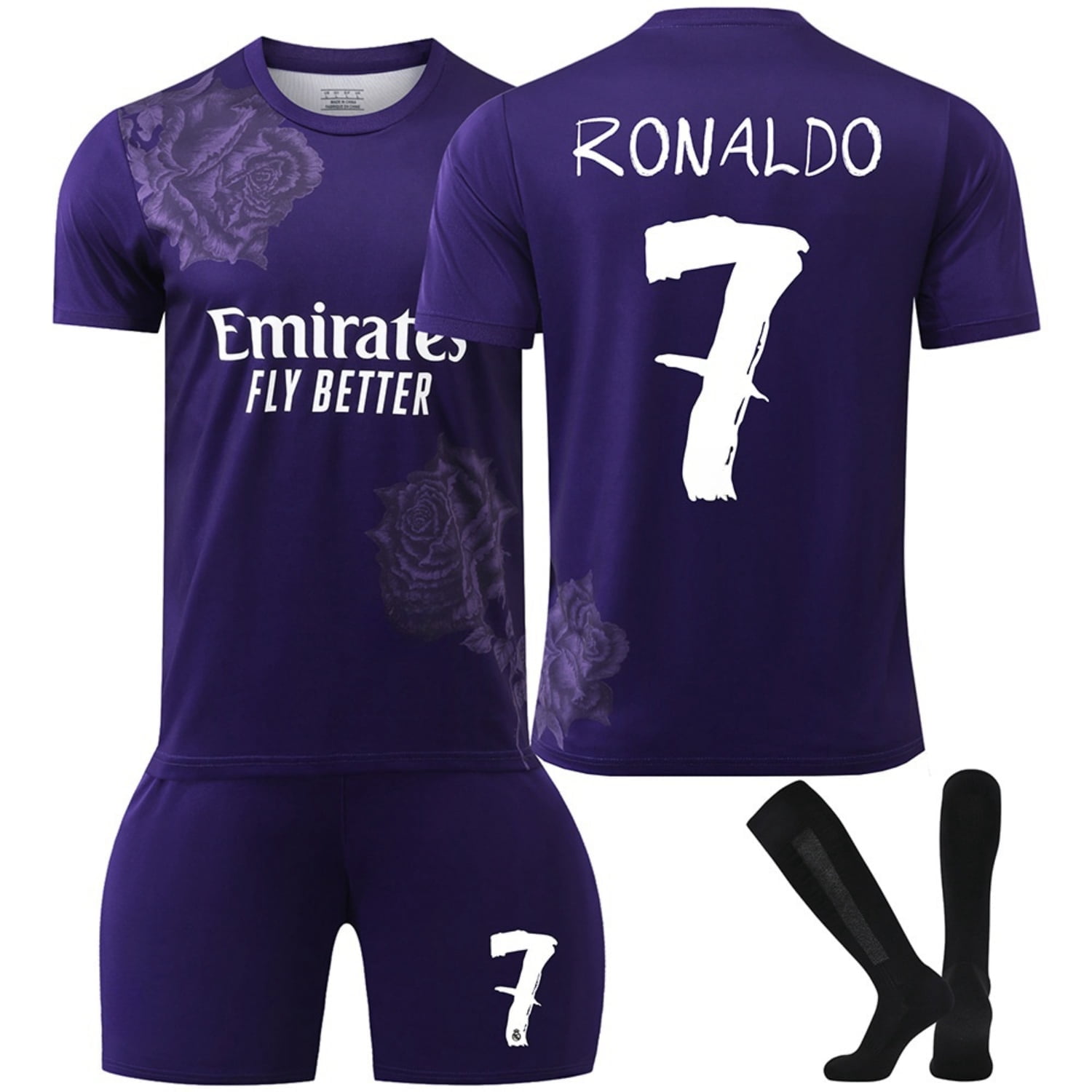 24/25 Purple Rose Pattern Activewear Soccer No.7 Ronaldo Fans Training ...