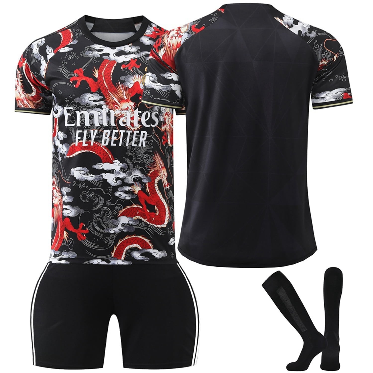 24/25 Red And Black Dragon Pattern Activewear Soccer Fans Training ...