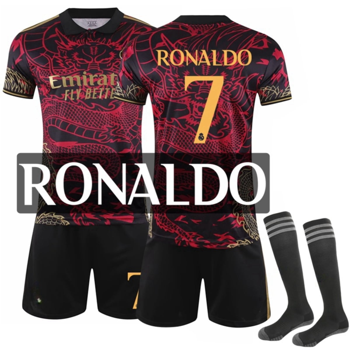24/25 Red Dragon Pattern Activewear Soccer No.7 Ronaldo Fans Training ...