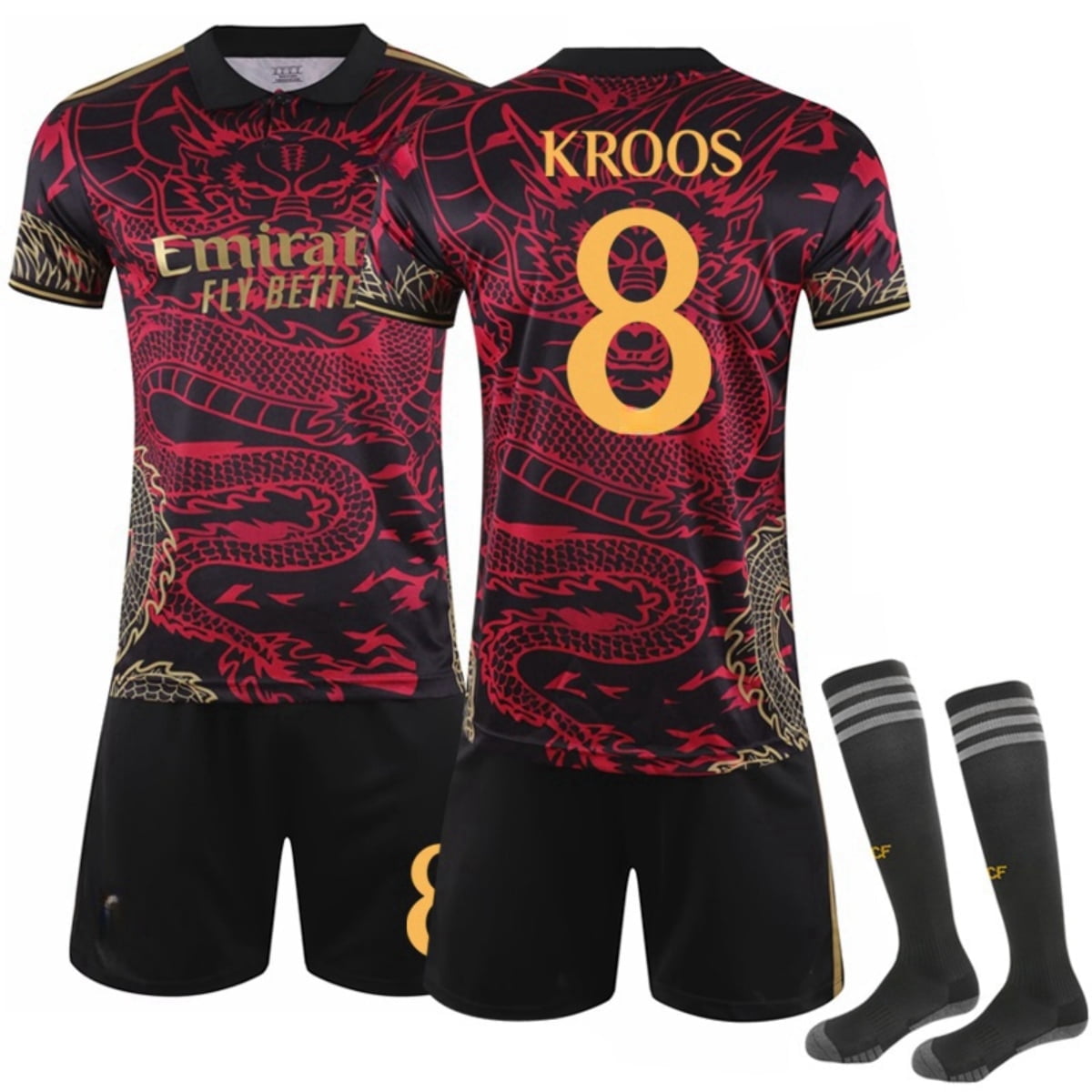 24/25 Red Dragon Pattern Activewear Soccer No.8 Kroos Fans Training ...