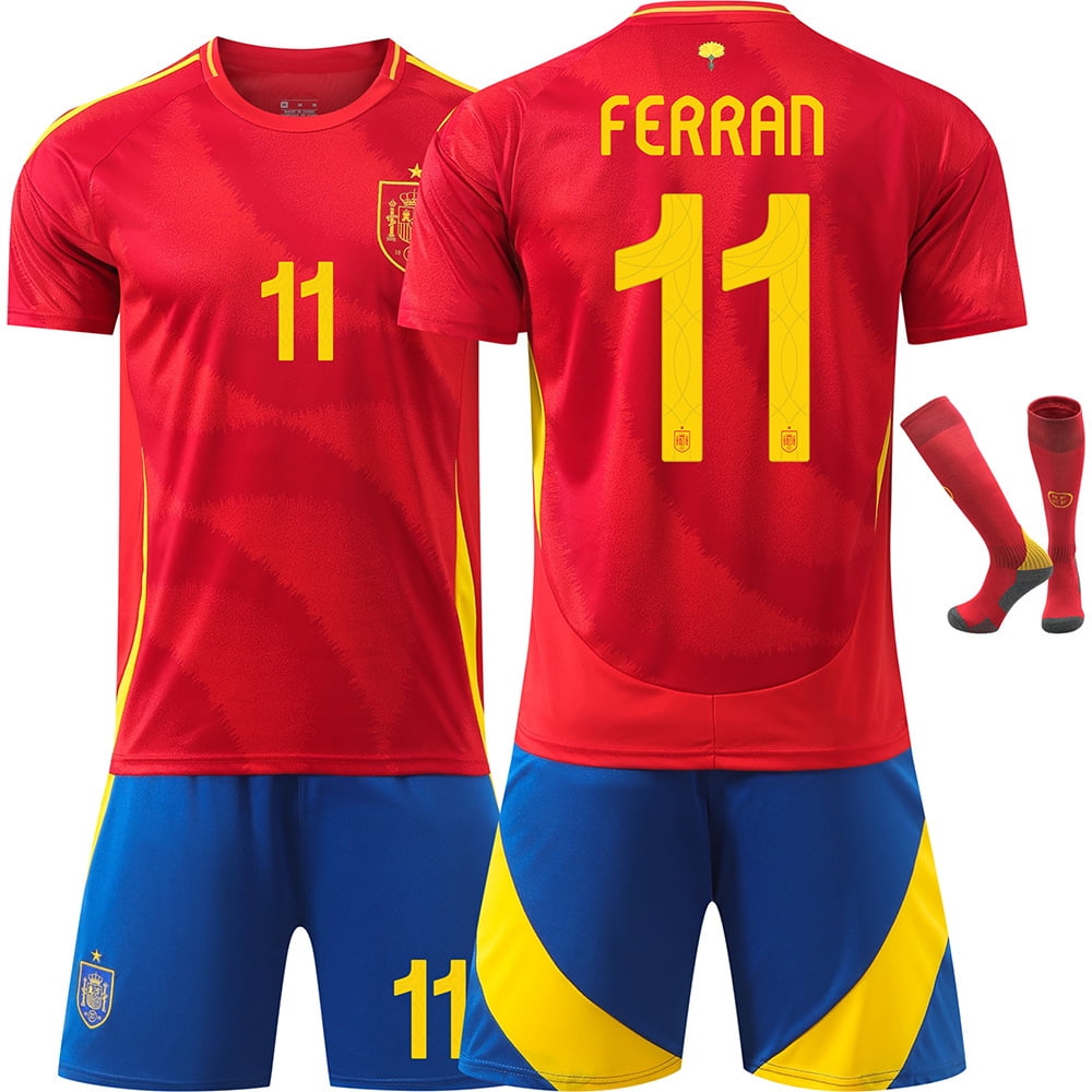 24/25 Spain Home Soccer Activewear No.11 FERRAN Fans Training Football ...