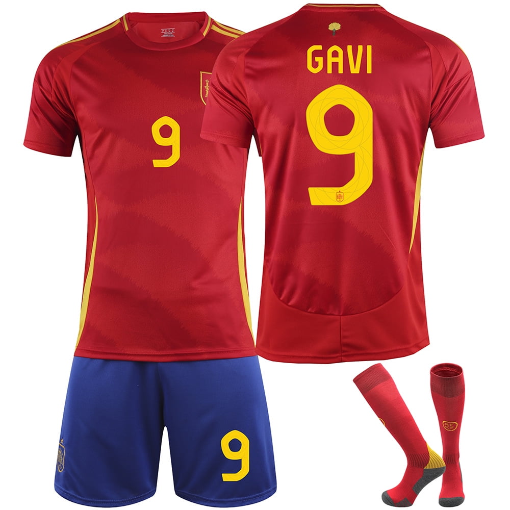 24/25 Spain No.9 GAVI Home football jersey fan training jersey set ...