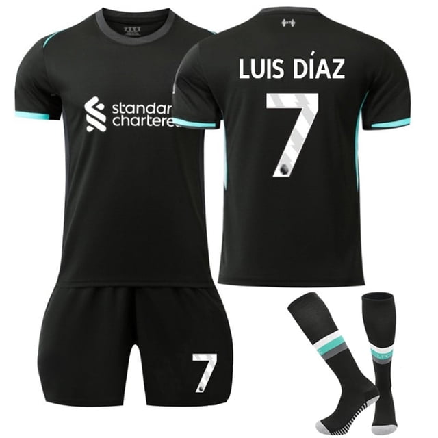 24/25 The Reds Away Black Soccer Activewear Print No.7 Luis Diaz Fans ...