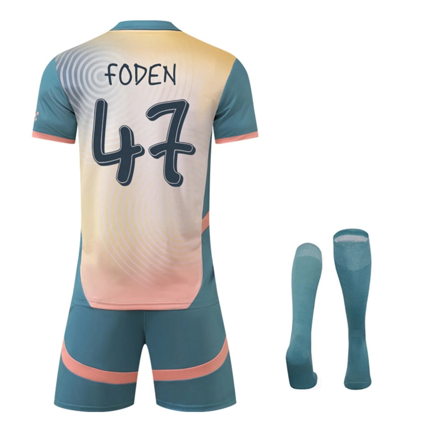 24/25 Yellow Away Activewear Soccer No.47 Foden Fans Training Football ...
