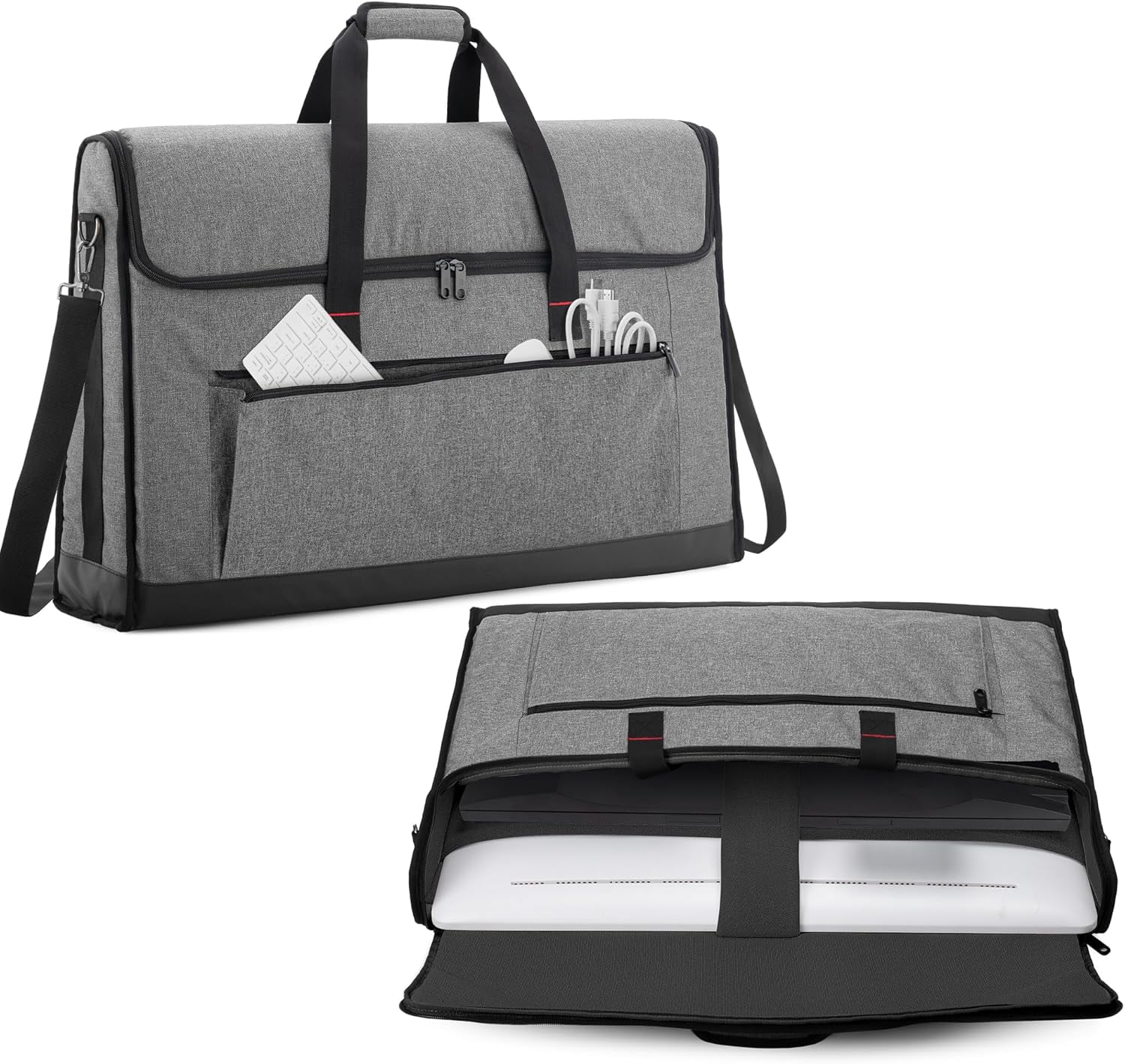 24-27 Inch Monitor Carrying Case Padded Travel Bag for Up To 2 LCD ...