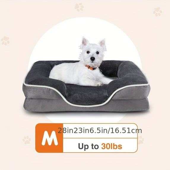 24"/28" Deluxe Square Dog Bed | 4 Sizes for Small-Large Dogs | Washable Sofa Bed w/ Supportive ...