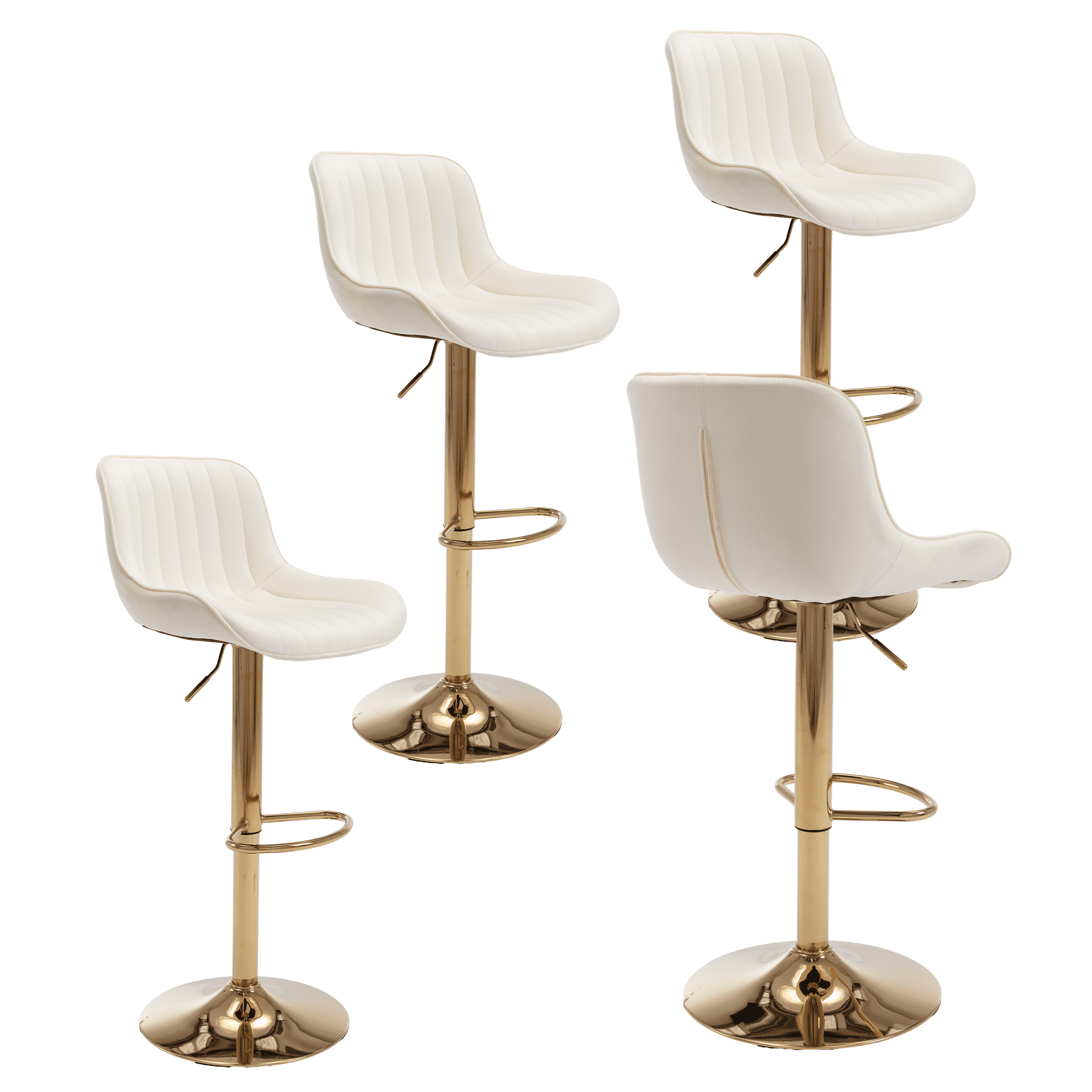 Rhomtree Swivel High Back Adjustable Counter Height Bar Stools, Ivory ...