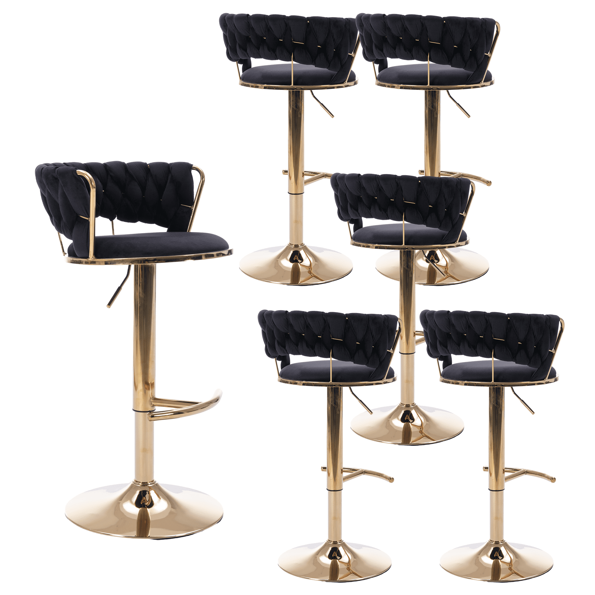 24-32 Inch Velvet Bar Stools, Counter Height Mechanical Lifting Swivel ...