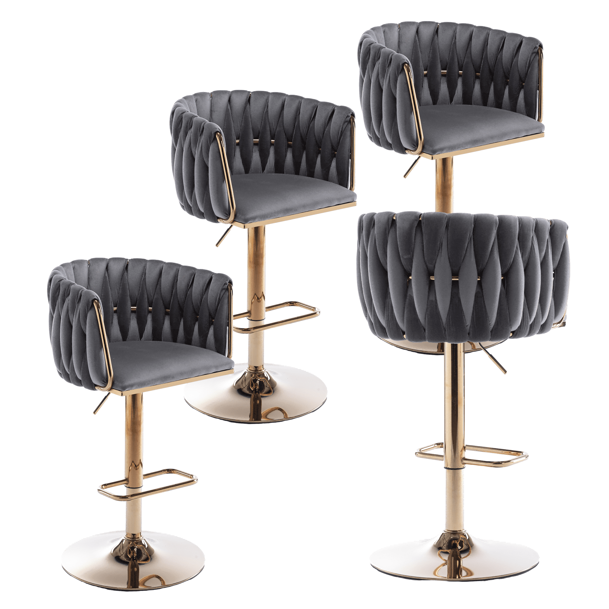 24-32 Inch Velvet Woven Bar Stools, Counter Height Adjustable Swivel ...