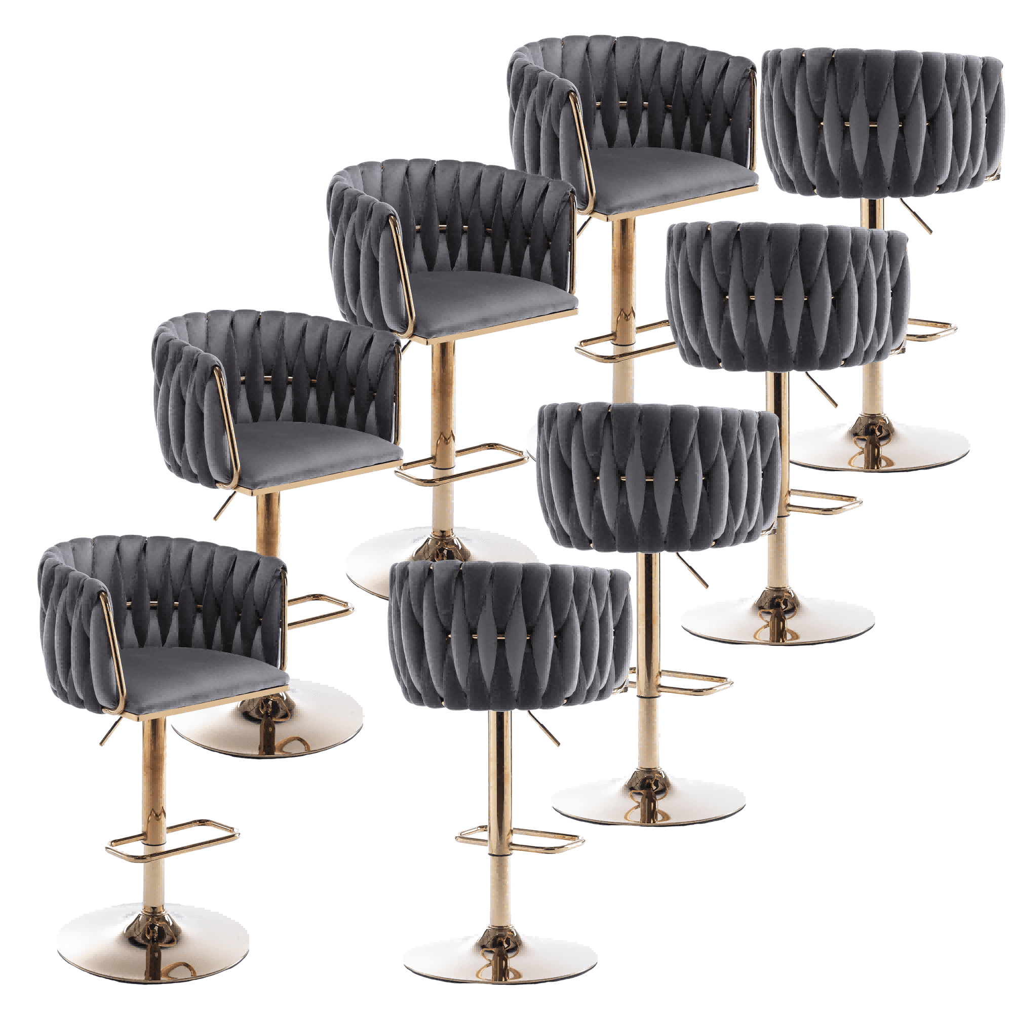 24-32 Inch Velvet Woven Bar Stools, Counter Height Adjustable Swivel ...