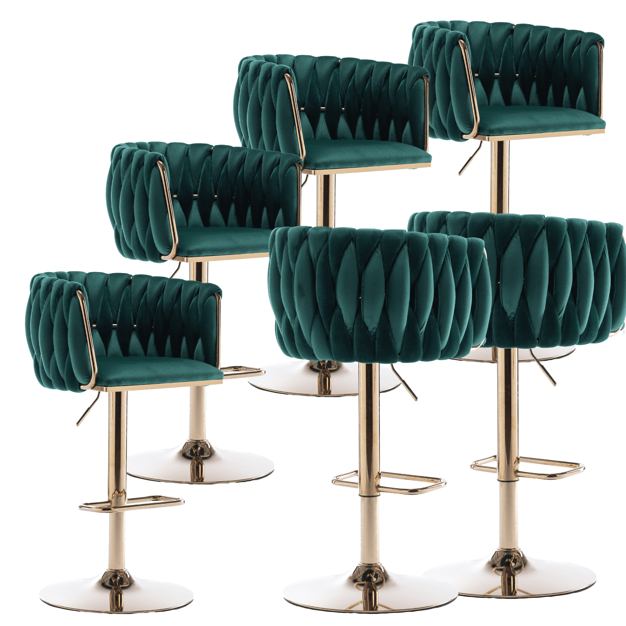 24-32 Inch Velvet Woven Bar Stools, Counter Height Adjustable Swivel ...