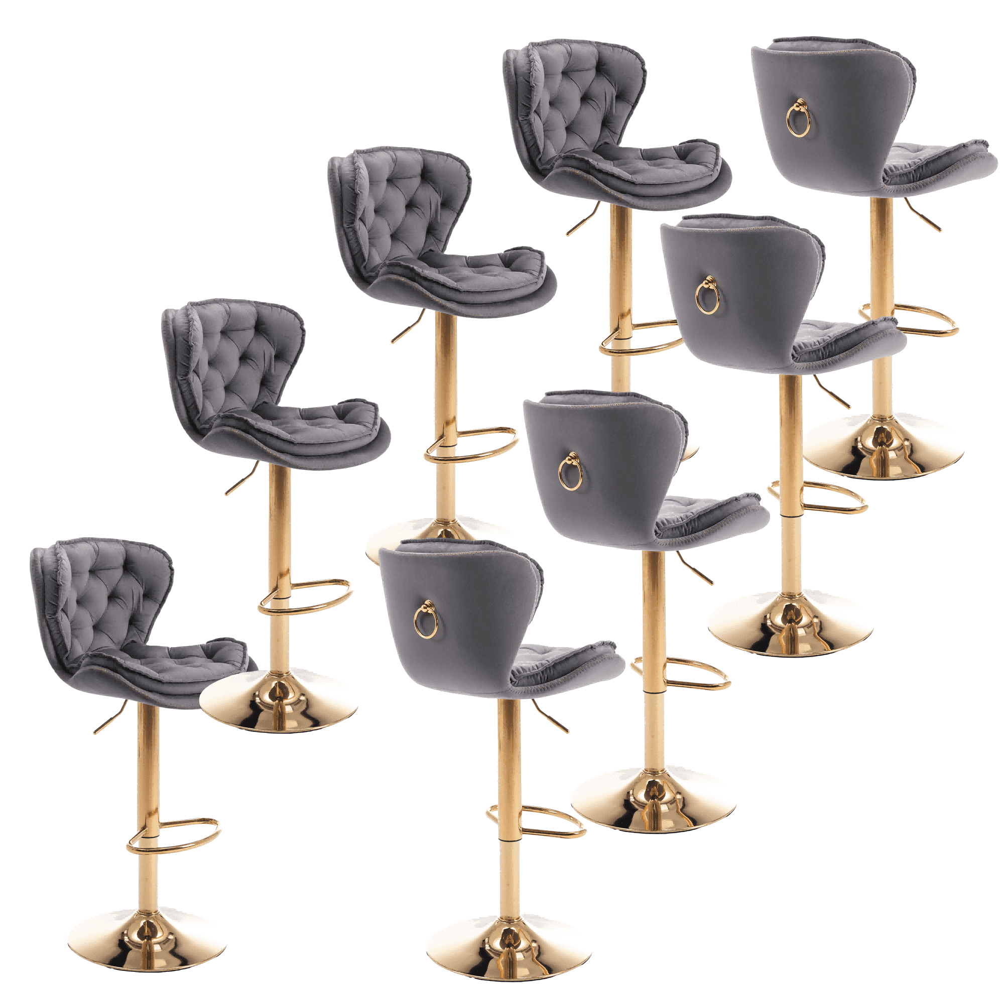 24-33 Inch Velvet Bar Stools, Counter Height Adjustable Swivel Barstools High Bar Chairs with ...