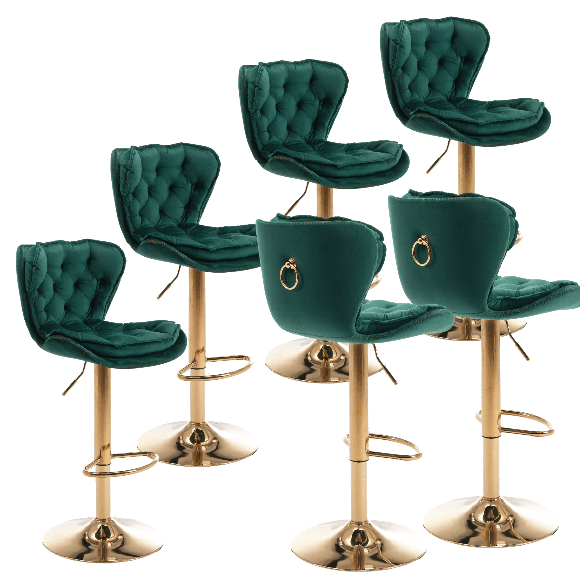 24-33Inch Velvet Bar Stools, Counter Height Adjustable Swivel Barstools High Bar Chairs with ...