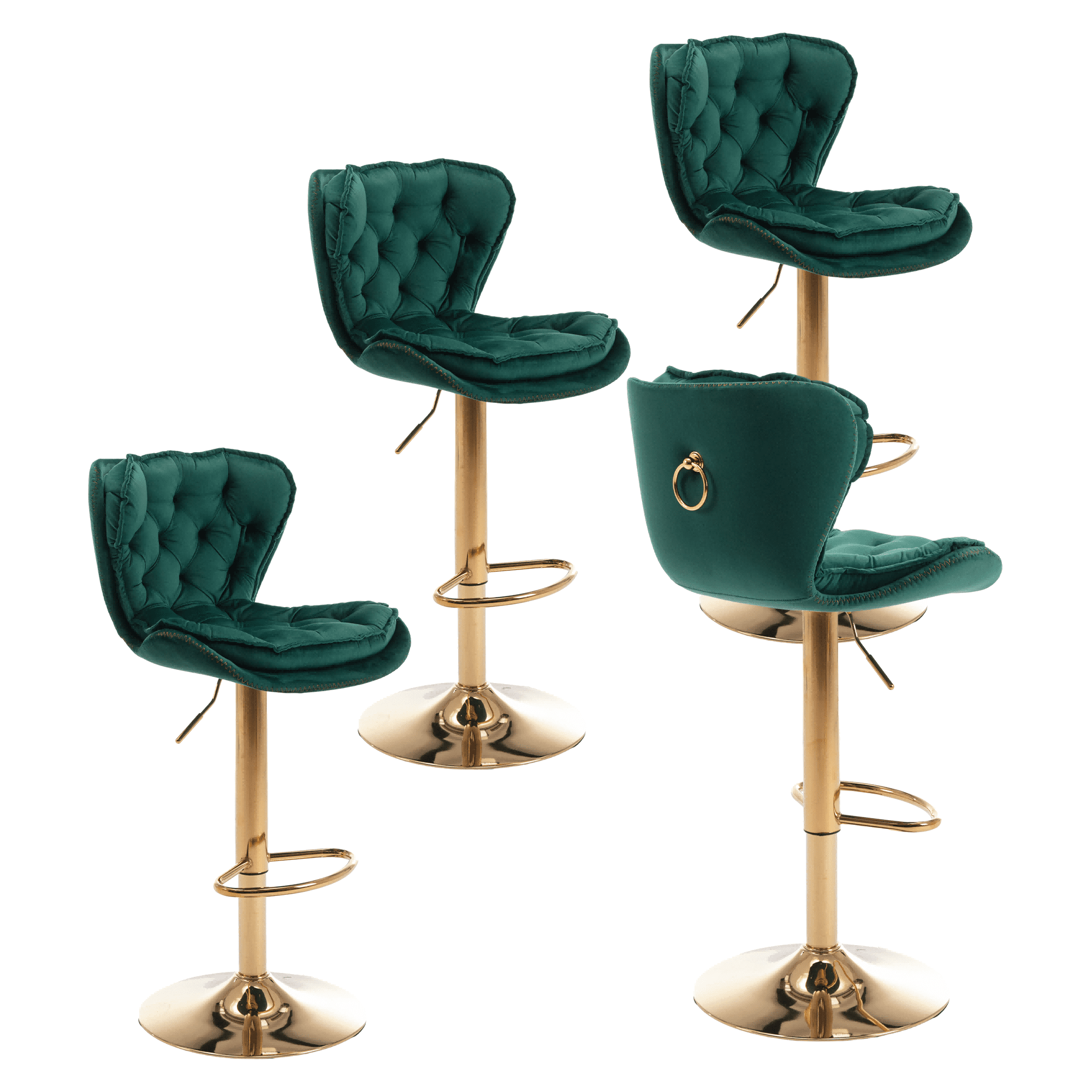 24-33Inch Velvet Bar Stools, Counter Height Adjustable Swivel Barstools High Bar Chairs with ...