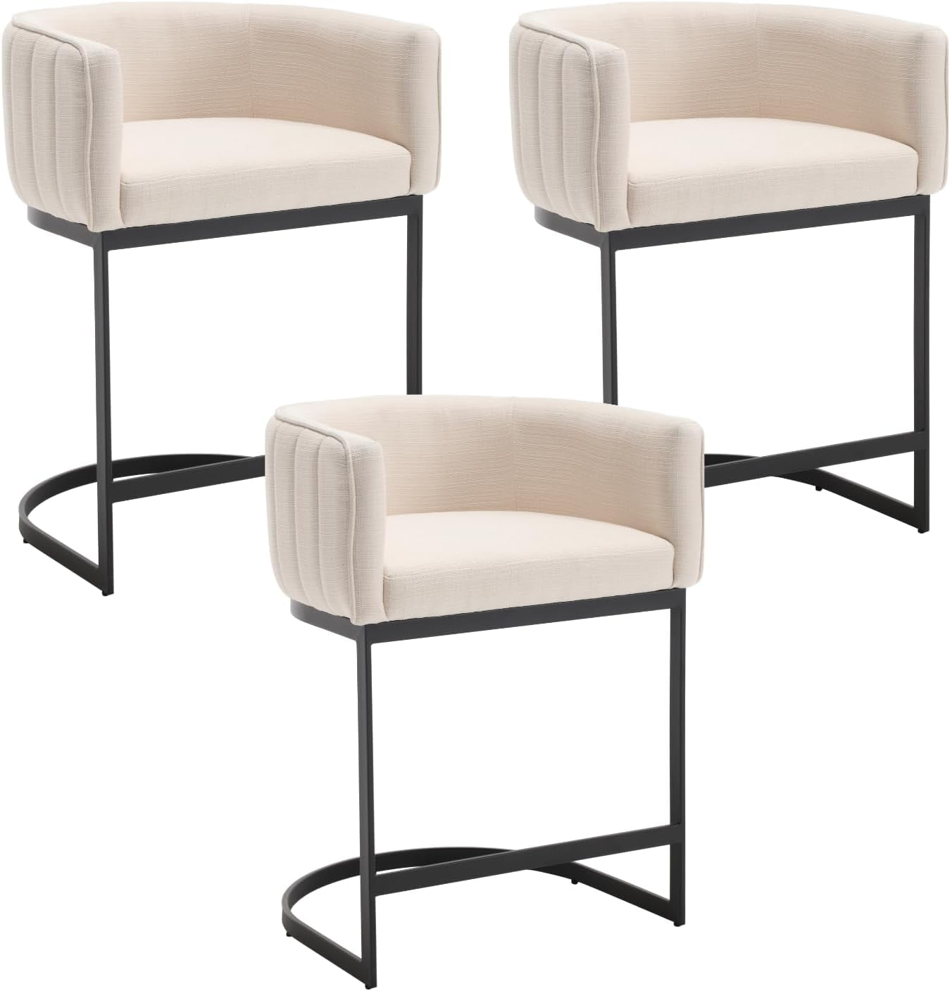 24" Counter Height Bar Stools for Island Comfy Velvet Upholstered ...