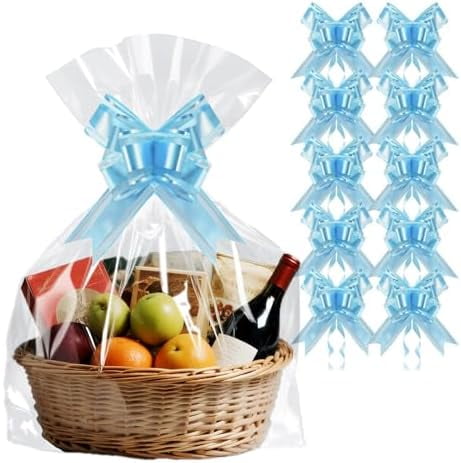 24"x30" Clear Cellophane Gift Bags - Includes Bows – 10 Pack Large ...