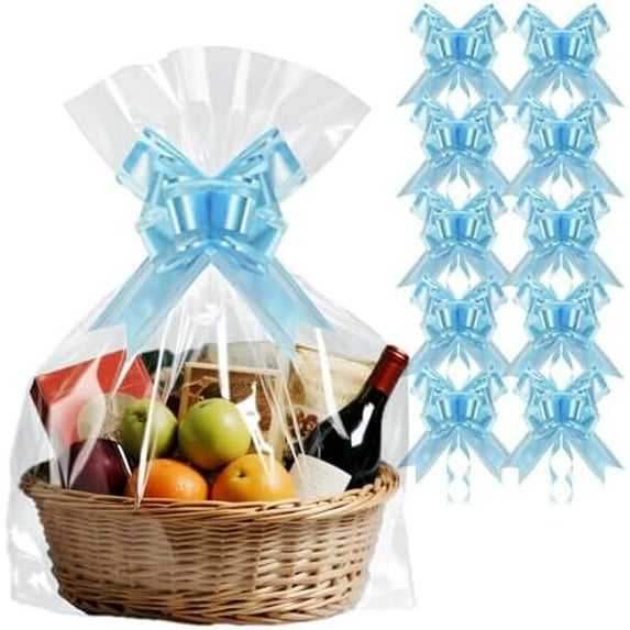 24"x30" Clear Cellophane Gift Bags - Includes Bows – 10 Pack Large ...