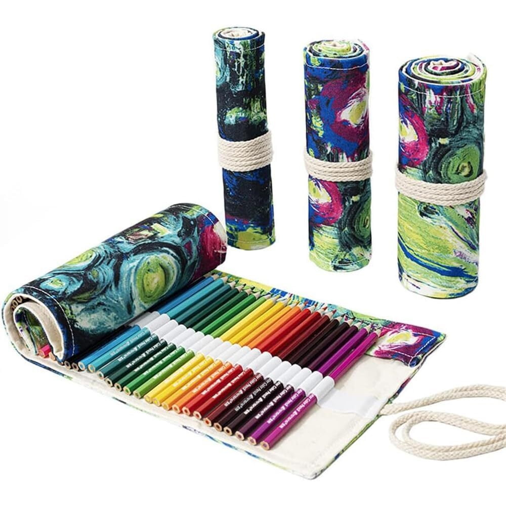 24/36/72 Slots Pencil Wrap Pencil Rolls, Artist Colored Pencils Roll Up ...