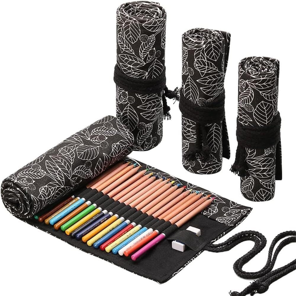 24/36/72 Slots Pencil Wrap Pencil Rolls, Artist Colored Pencils Roll Up ...