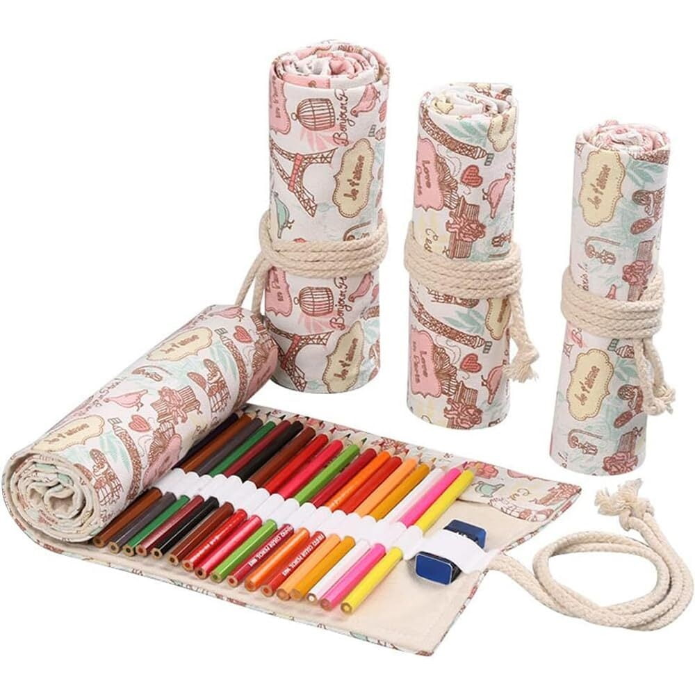 24/36/72 Slots Pencil Wrap Pencil Rolls, Artist Colored Pencils Roll Up ...