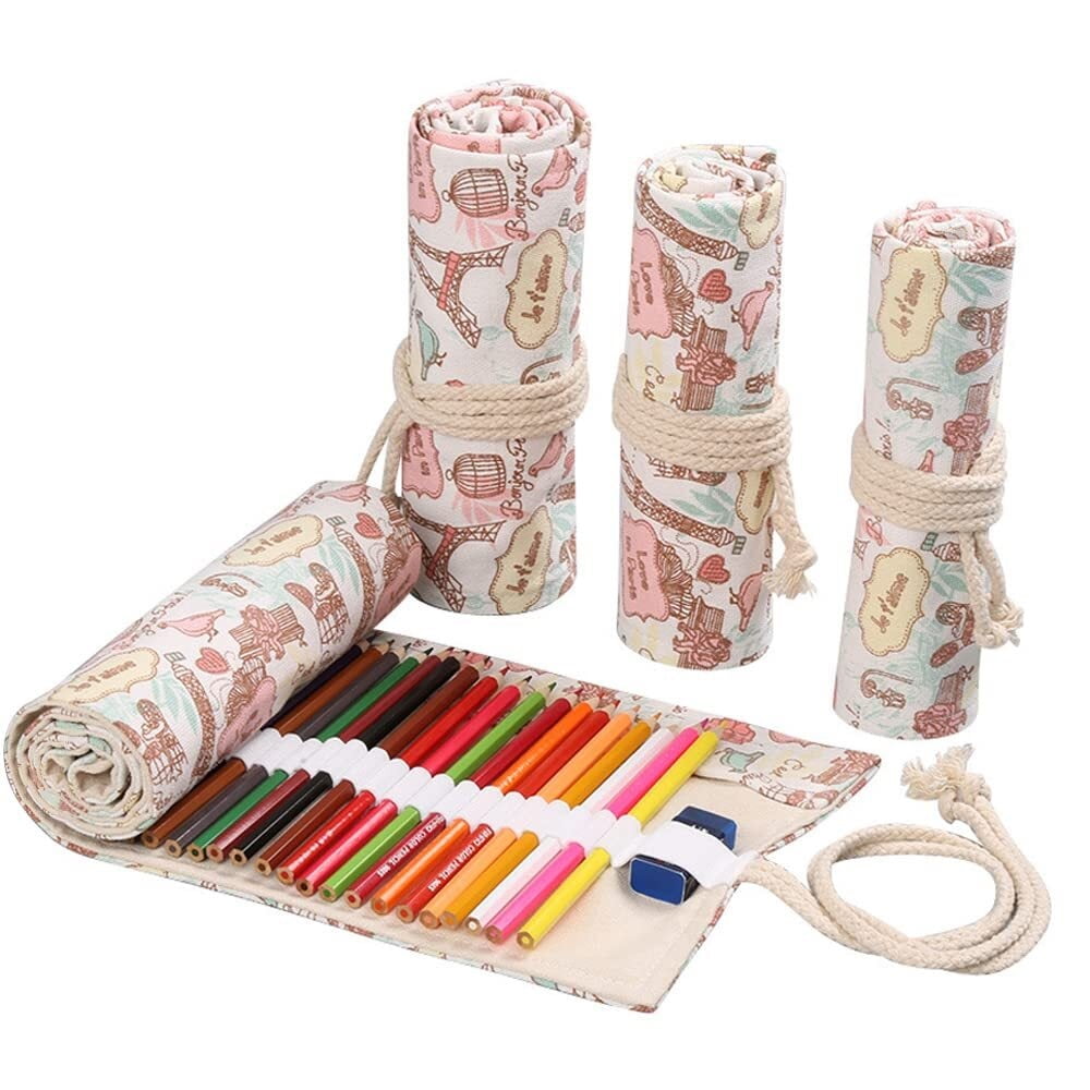 24/36/72 Slots Pencil Wrap Pencil Rolls, Artist Colored Pencils Roll Up ...